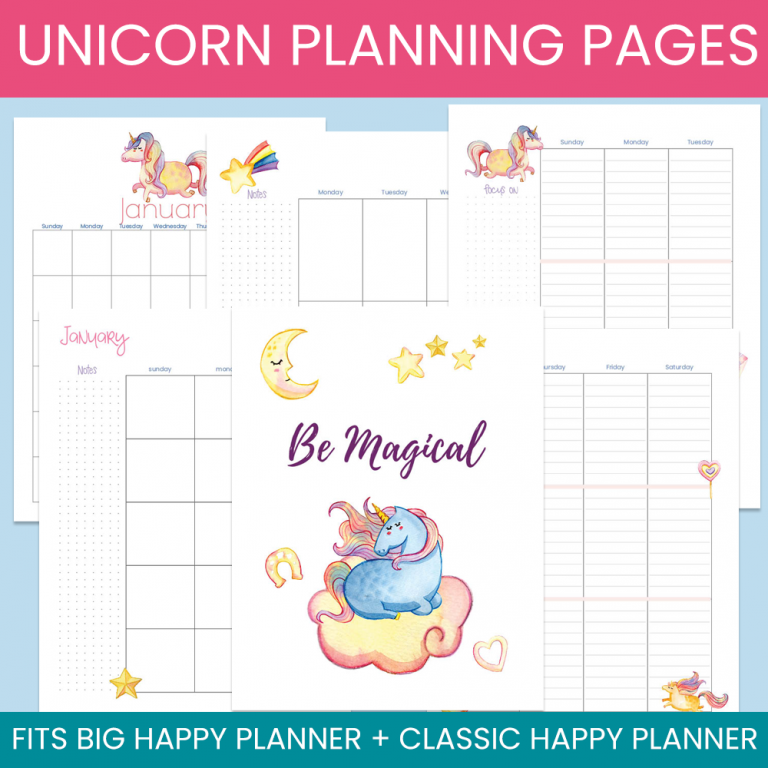 Unicorn Printable Planner - Simple Modern Mom Shop